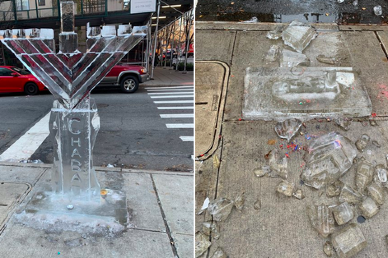 Ice menorah smashed at Upper East Side Chabad - JNS.org