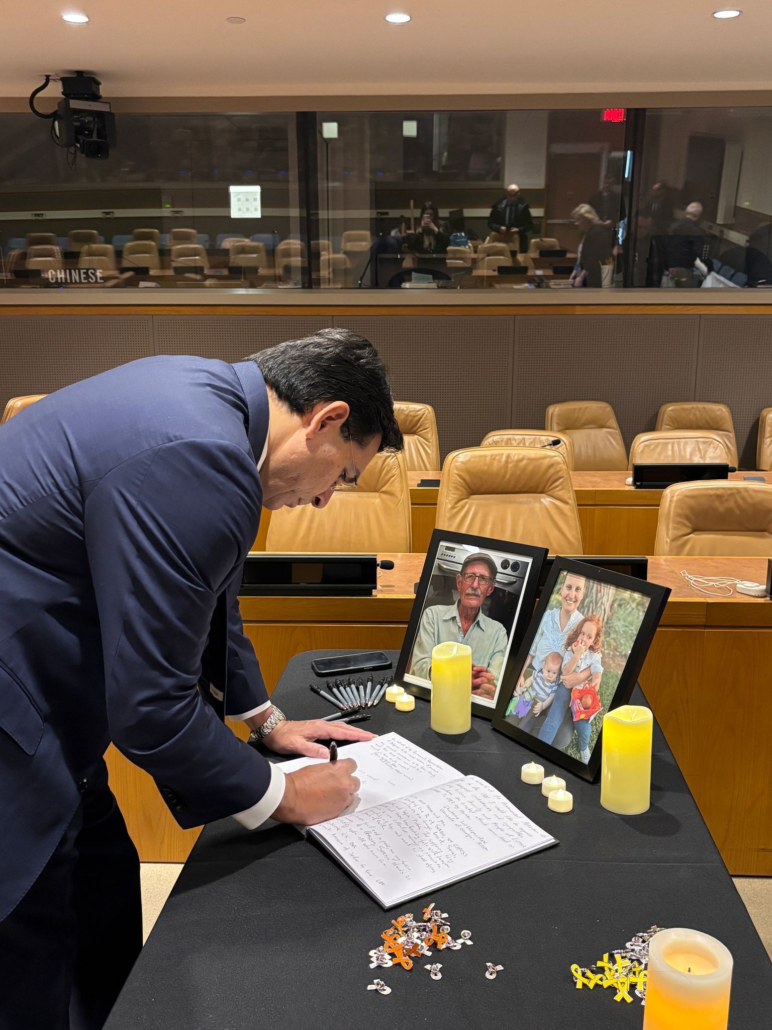 Dozens of envoys attend UN memorial for Oded Lifshitz, and Shiri, Ariel ...
